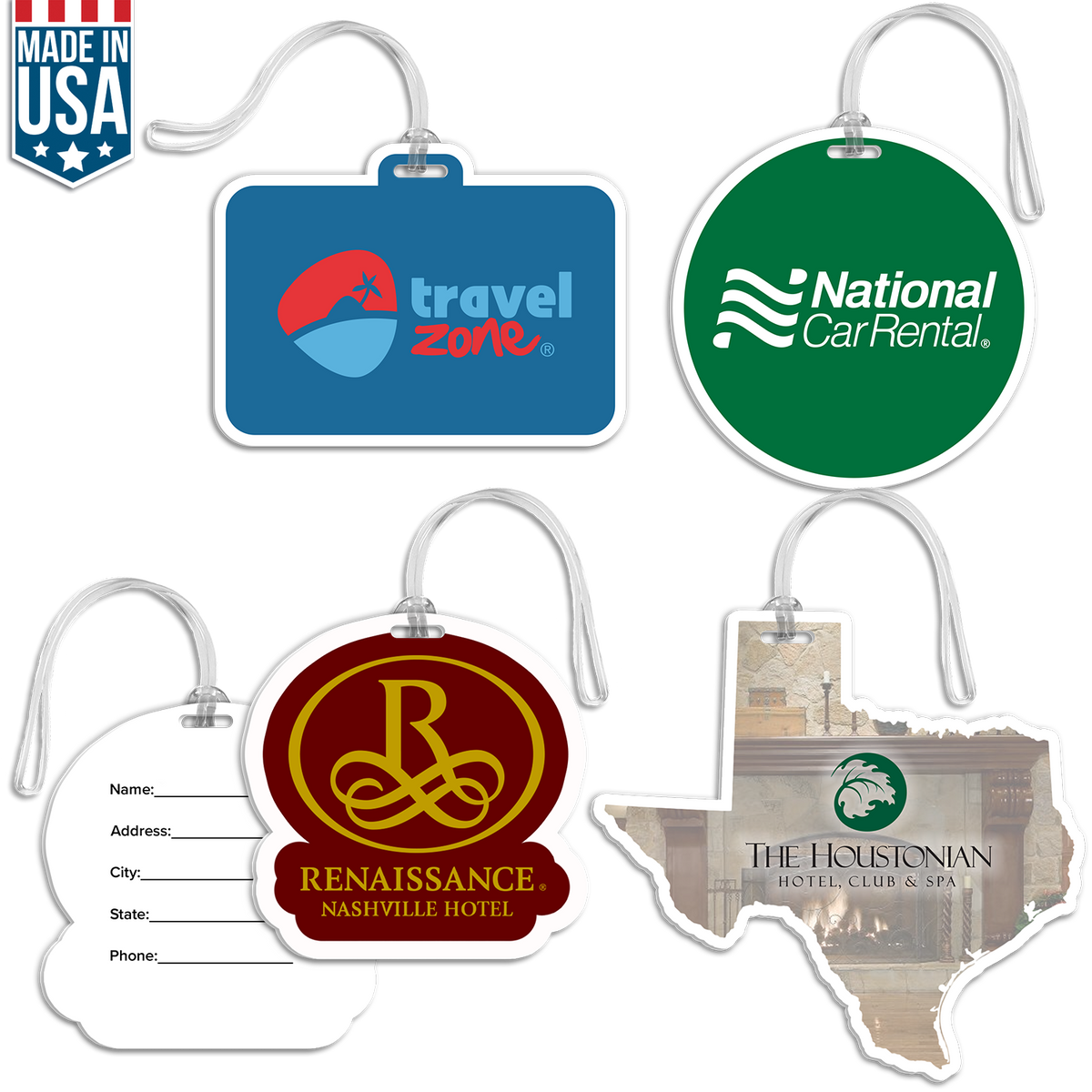 CUSTOMBAGTAGXL-FDP - XL Full Color Custom Shaped Bag Tag W/ Clear Loop ...