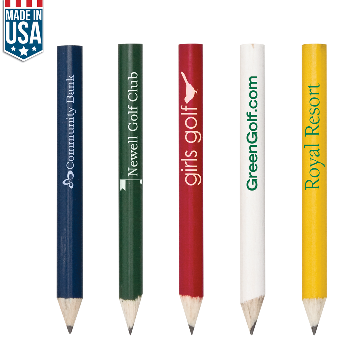 Custom Round Wooden Golf Pencil | Corporate Branded and USA Made – Gold ...