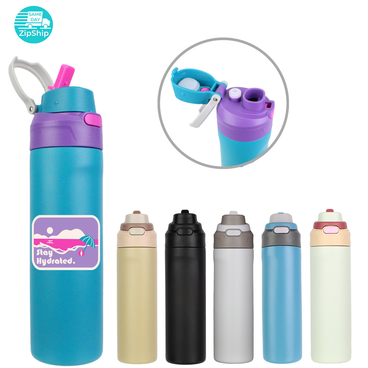 OYA - 24 oz Double-Wall Stainless Steel Bottle with 2-in-1 Lid – Gold ...