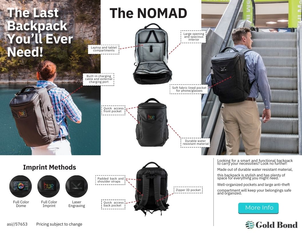 NOMAD - Nomad Tech And Travel Backpack – Gold Bond Inc.